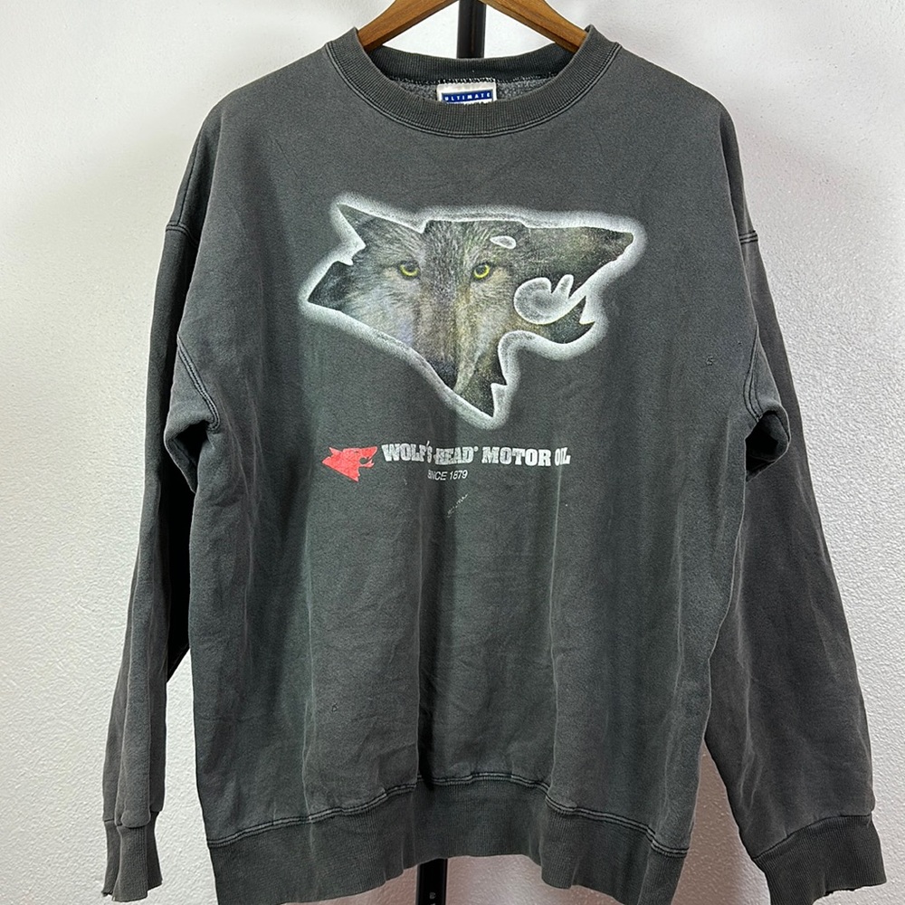 Vintage Sweater Wolf’s Head Motor Oil Made By Hanes - Gem